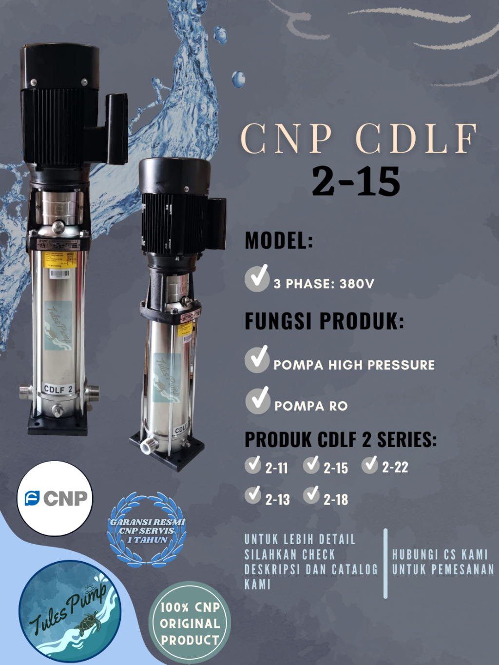 Jual POMPA RO/CARWASH CNP CDLF 2-13 3PHASE 380V | Shopee Indonesia