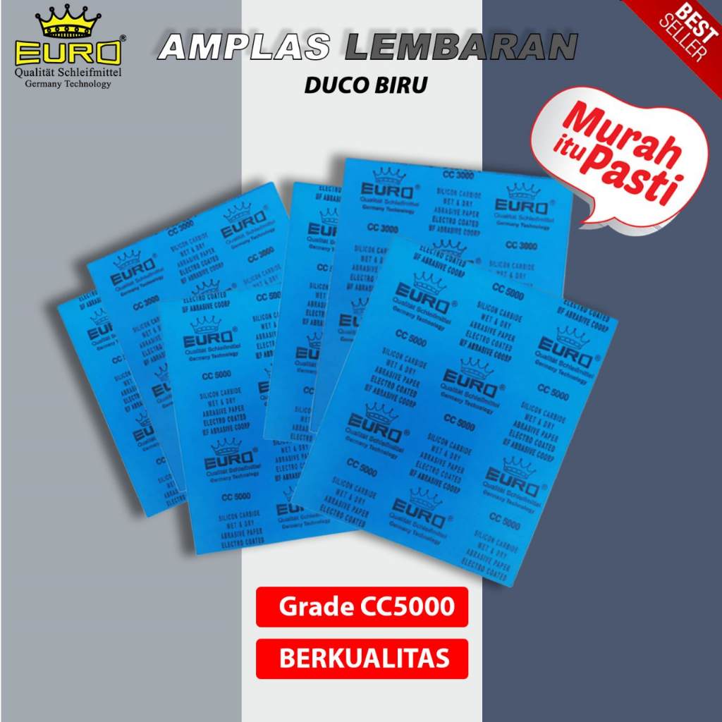 Jual EURO Amplas Lembaran Duco BIRU Grit 3000 & 5000 | Shopee Indonesia