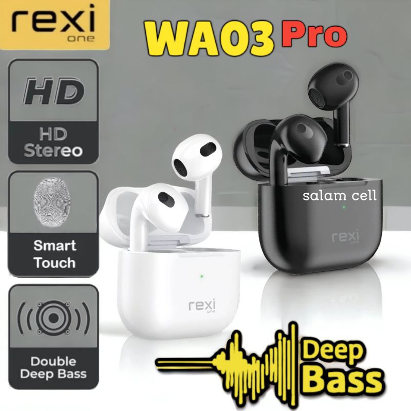 Jual Headset Bluetooth TWS REXI WA03 PRO Double Deep Bass Hd stereo ...