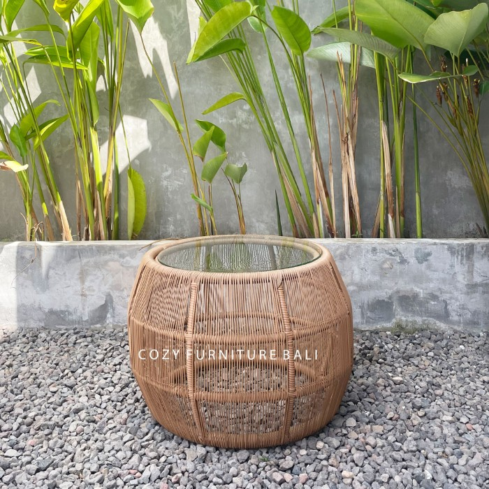 Jual MEJA TAMU BULAT ROTAN OUTDOOR - ROUND COFFEE TABLE RATTAN - POOL ...
