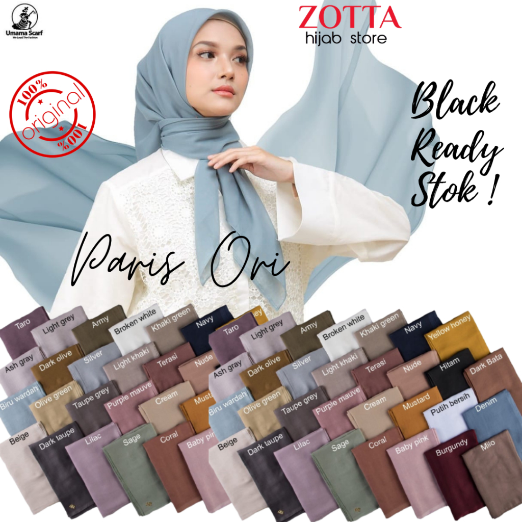 Jual Kerudung Hijab Segi Empat Paris Ori Umama Scarf Warna Lengkap ...
