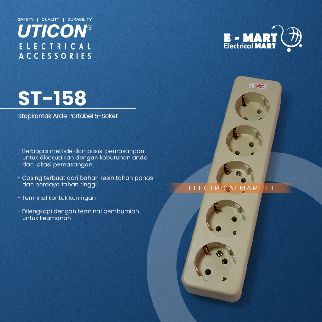 Jual Stop Kontak Terminal Kuningan ASLI UTICON Stop Kontak 1-6Lubang Stop Kontak Kabel Olor ...