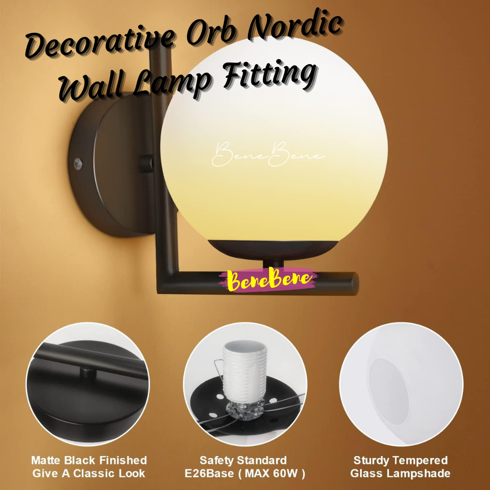 Jual Fitting Lampu Dinding Minimalis Nordic Orb Wall Lamp E27 Socket 15 ...