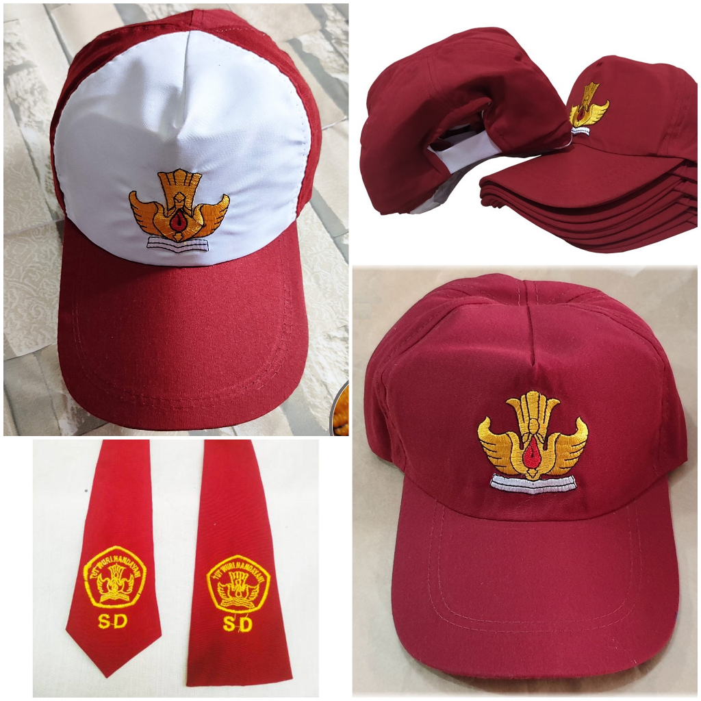 Jual Topi SD Merah | Topi Sekolah SD Merah Putih | Topi dan Dasi SD ...