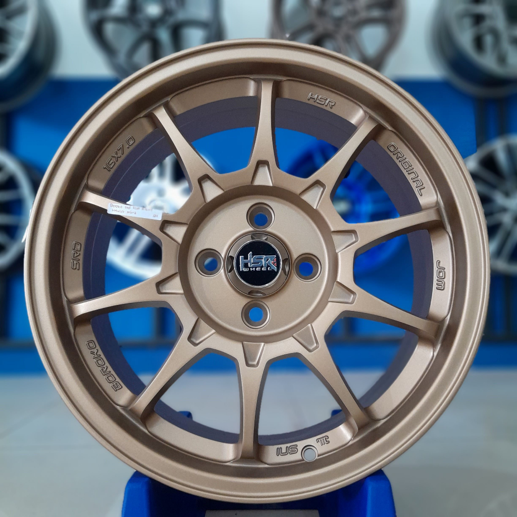 Jual velg racing r16 single pcd 4x100 warna gold buat mobil yaris, ford fiesta, jazz, pelek hsr ...