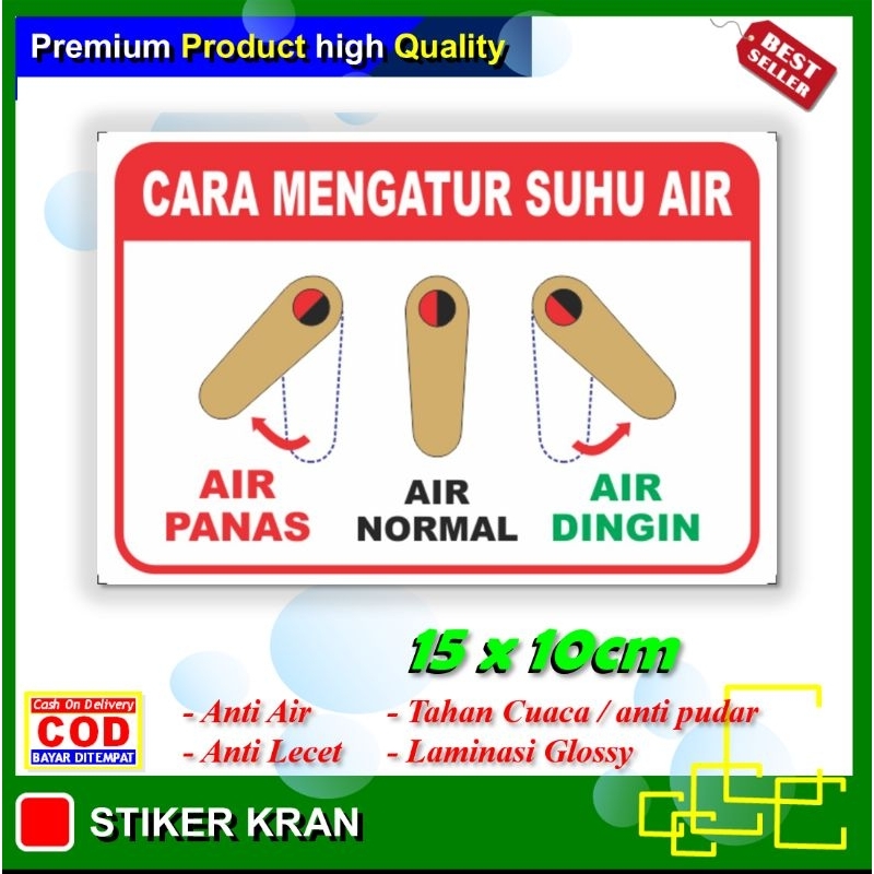 Jual Stiker kran cara mengatur suhu air sticker pengatur suhu air panas ...