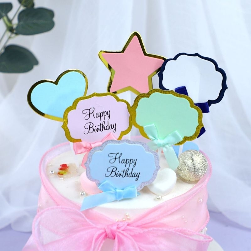 Jual TOPPER CAKE 5 PCS BISA DITULIS CUSTOM HAPPY BIRTHDAY BINTANG ...