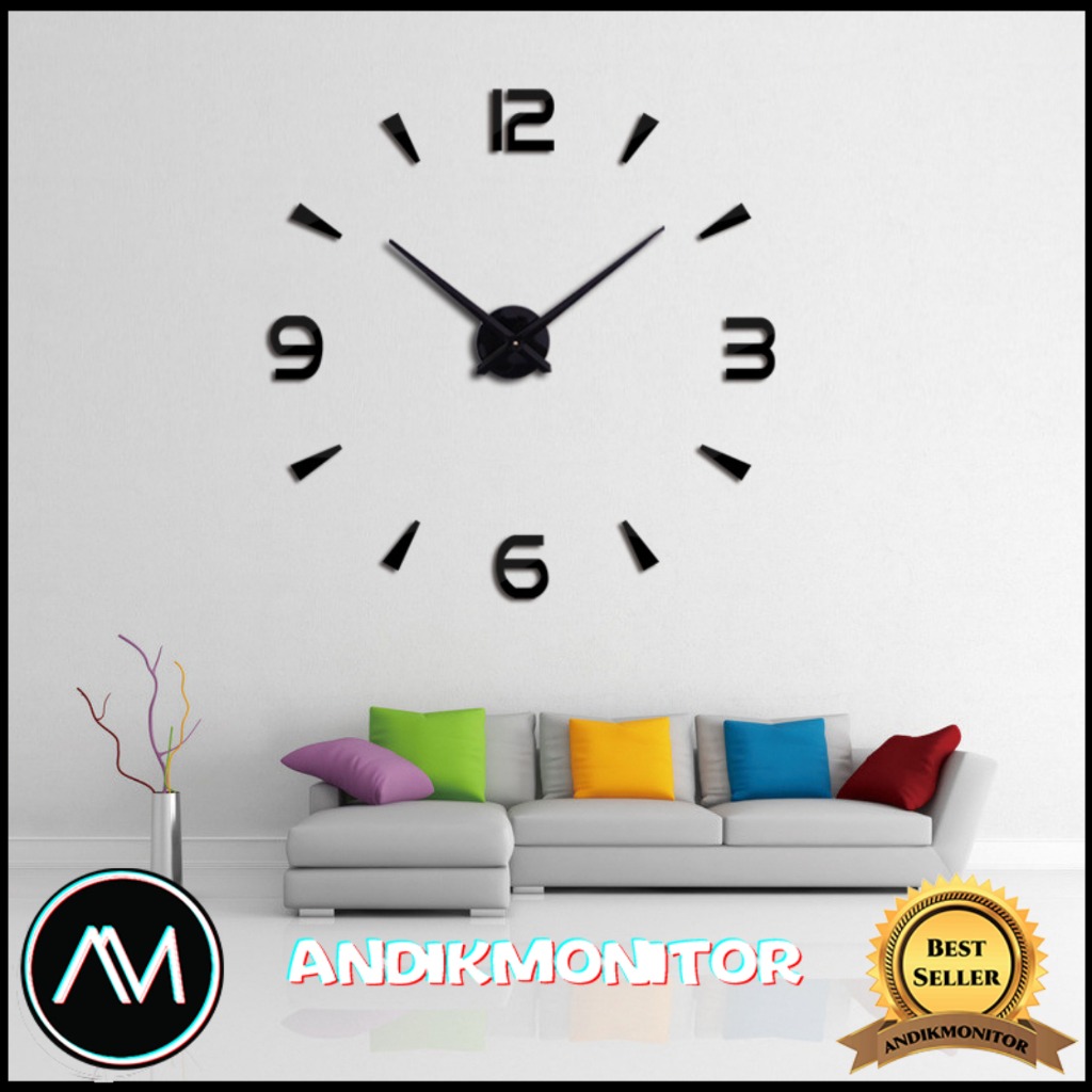 Jual Jam Dinding Besar DIY Giant Wall Clock 90-100cm - Hitam | Shopee ...