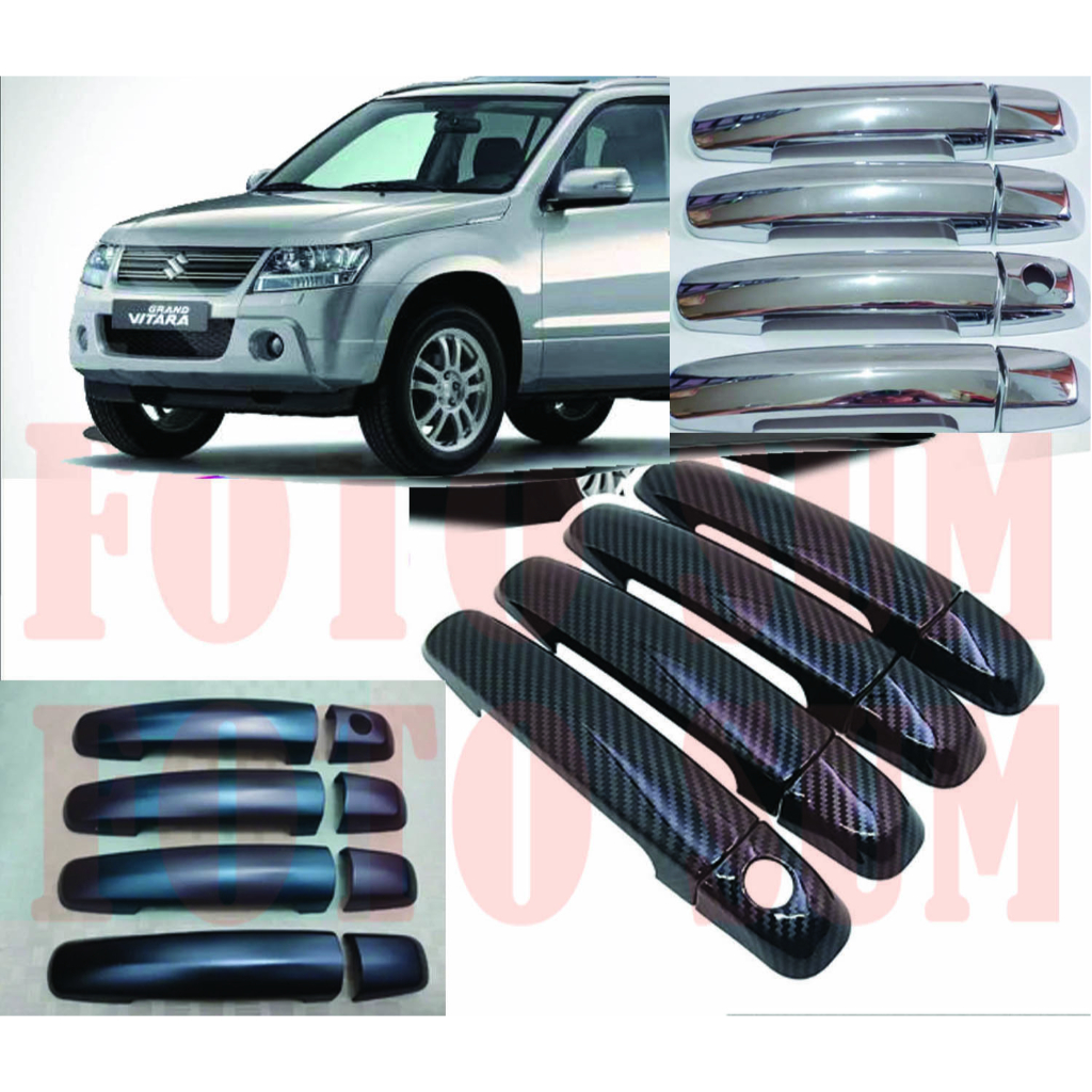 Jual Cover Handle Mobil Suzuki Grand Vitara chrom hitam carbon 4 pintu ...