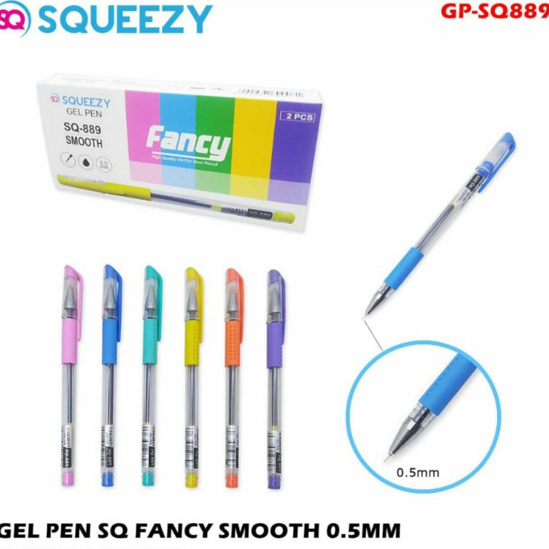 Jual SQUEEZY Pen / Pulpen Gel SQ-889 0.5mm (1 pack isi 12) | Shopee ...