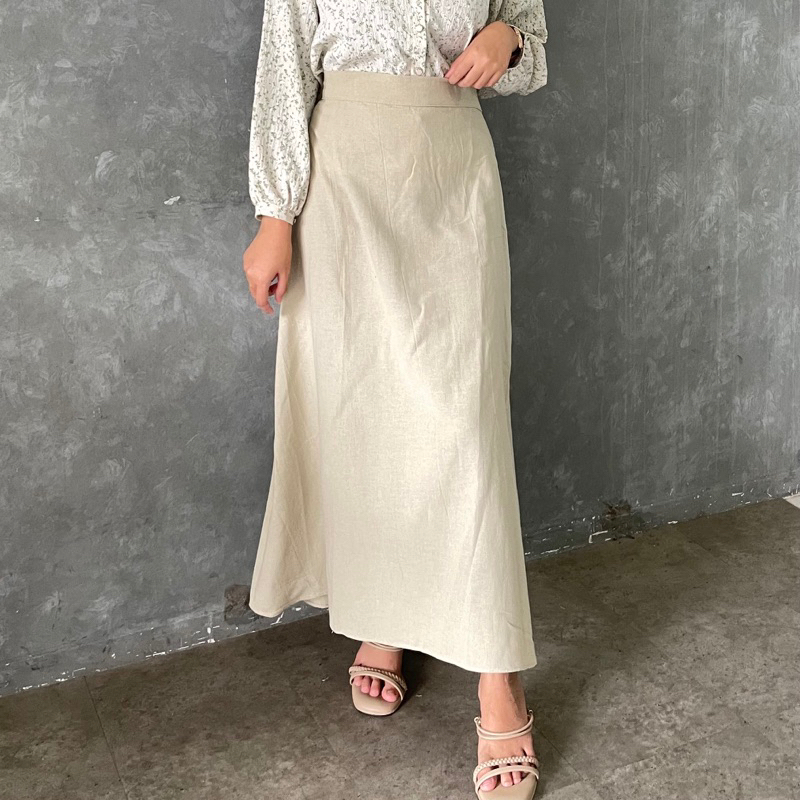 Jual YENA SKIRT by mykikstore / Rok Linen Premium Panjang / Rok A Line ...