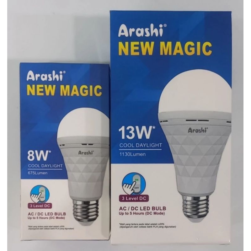 Jual Lampu Bohlam LED Emergency ARASHI NEW MAGIC 8W 10W 13W Lampu ...