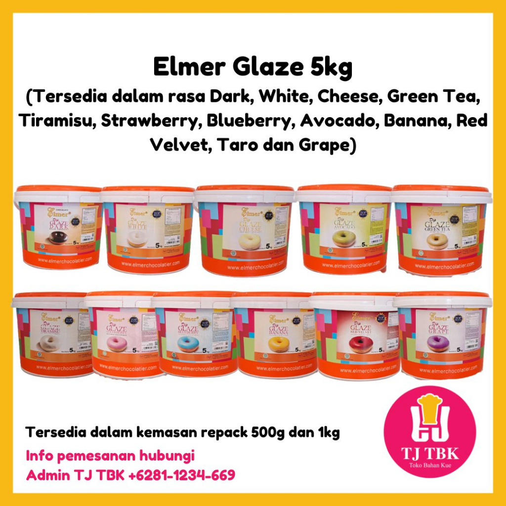 Jual Elmer Glaze/Topping Donat (repack) 1kg dan 500g rasa Tiramisu ...