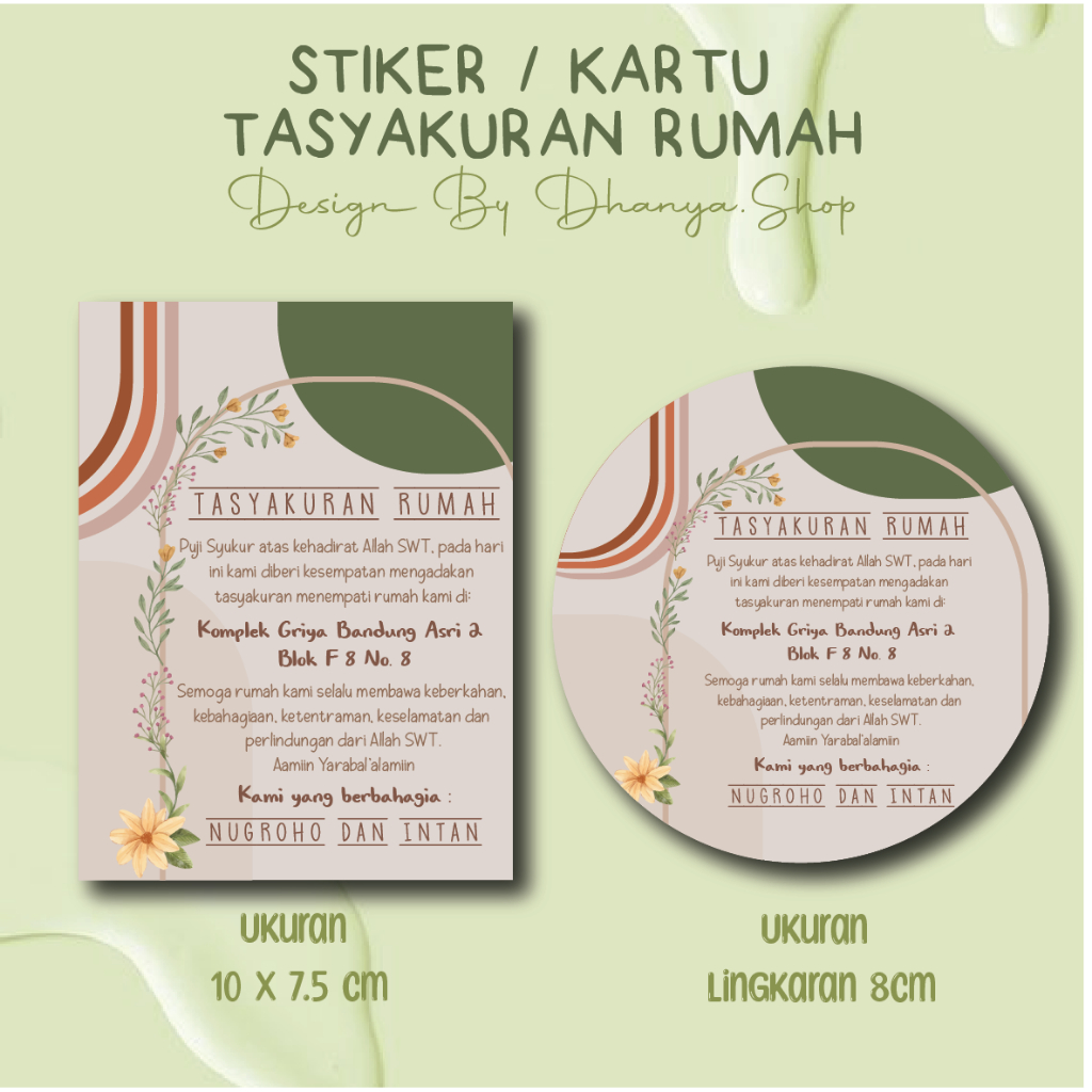 Jual Stiker/ Kartu Syukuran Rumah Baru atau Pindahan Rumah | Shopee ...