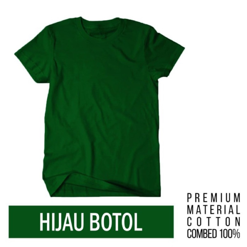 Jual KAOS POLOS BASIC HIJAU BOTOL ORIGINAL COMMBED | Shopee Indonesia