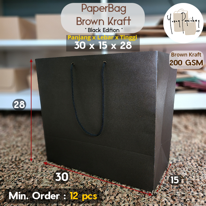 Jual [200 GSM] Paper Bag/Tas Kertas Paperbag Color Polos Kraft 30 x 15 ...
