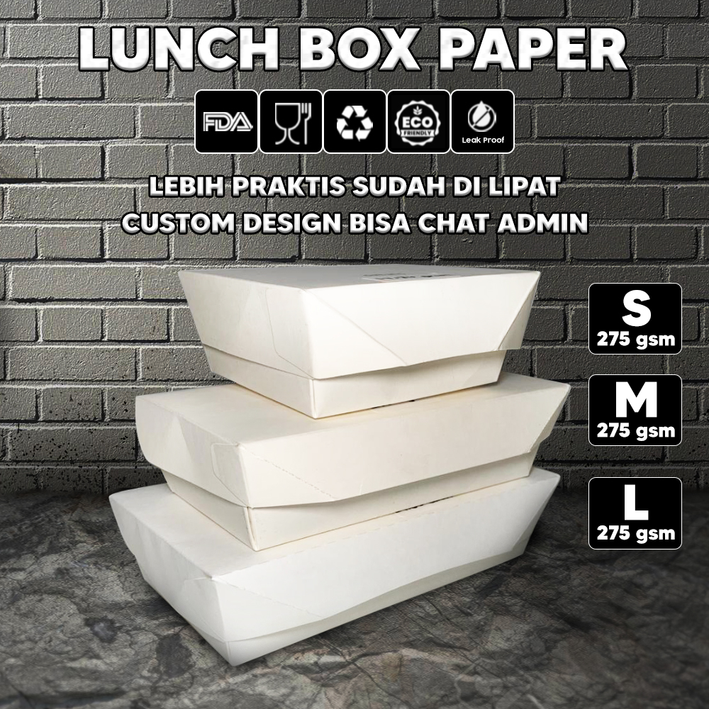 Jual Paper Lunch Box Putih Laminasi All Size Siap Pakai Ivory Food ...