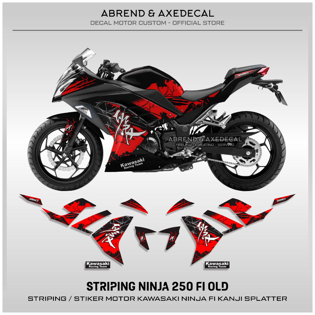 Jual STIKER NINJA 250 FI KANJI BERCAK CUSTOM / STRIPING NINJA 250 FI ...