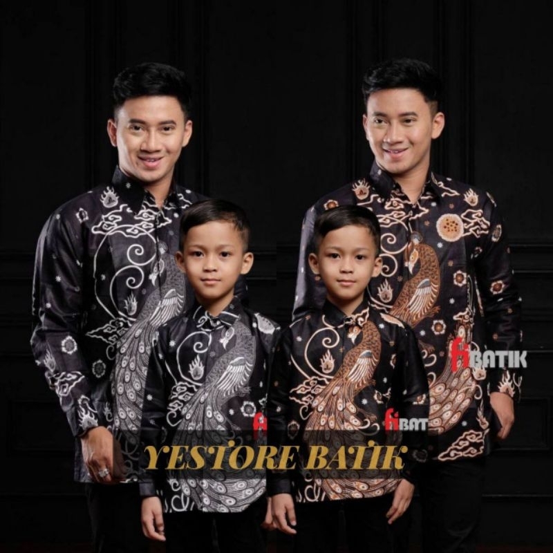 Jual 0BAJU BATIK COUPLE AYAH ANAK LENGAN PANJANG, BAJU BATIK PRIA MERAK ...