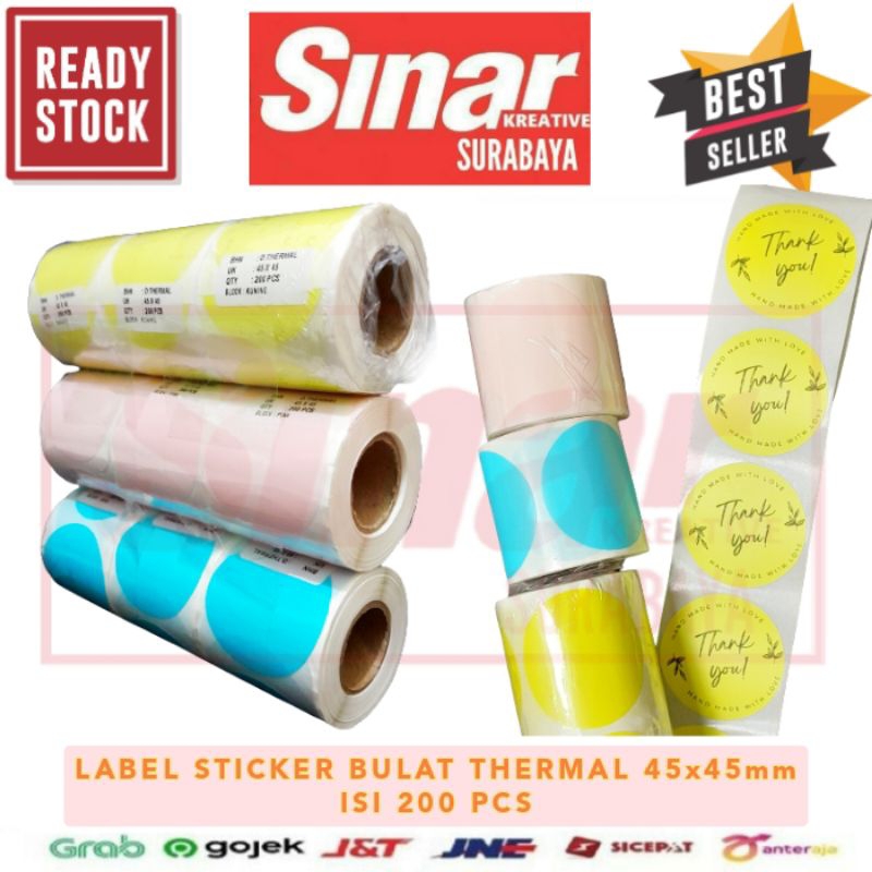 Jual LABEL STICKER LOGO THERMAL 45x45MM BULAT 3 PILIHAN WARNA (ISI 250 ...