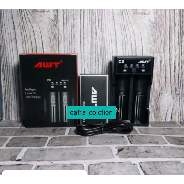 Jual paket lengkap carger awt plus 2 pcs batre awt hitam 3000mah ...
