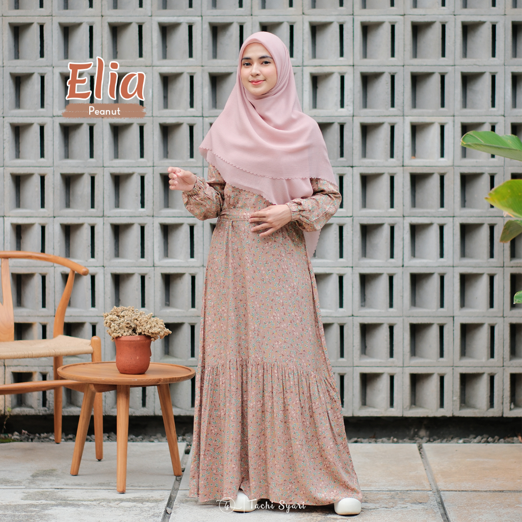 Jual Tachi Fashion Elia Dress Gamis Motif Bunga Cantik Daily Dress ...