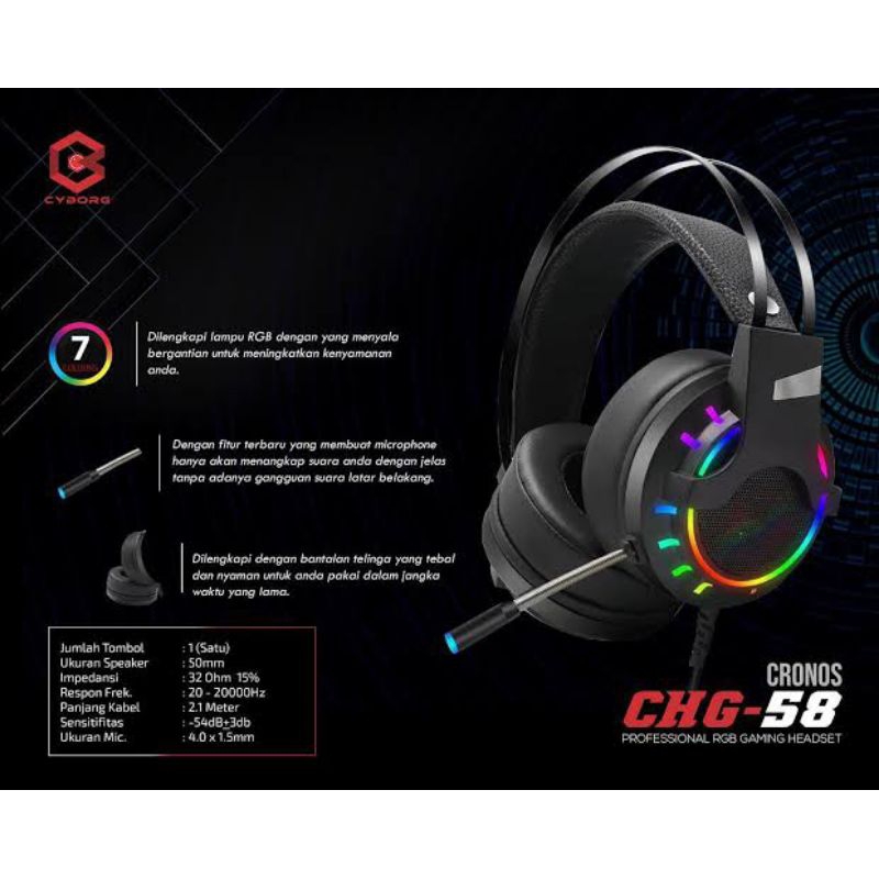 Jual Headset Gaming RGB CYBORG CHG-58 CRONOS | Shopee Indonesia