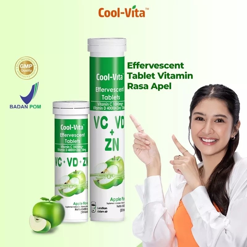 Jual Coolvita effervescent vit C,D & zinc rasa apel 1 tube hijau isi 20 ...
