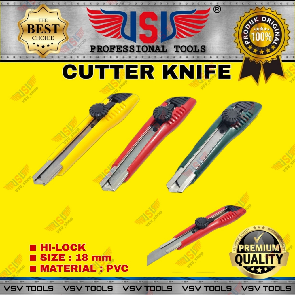 Jual Cutter Besar Pisau Cutter 18mm Cutter Knife Hi-Lock VSV HS-02 ...