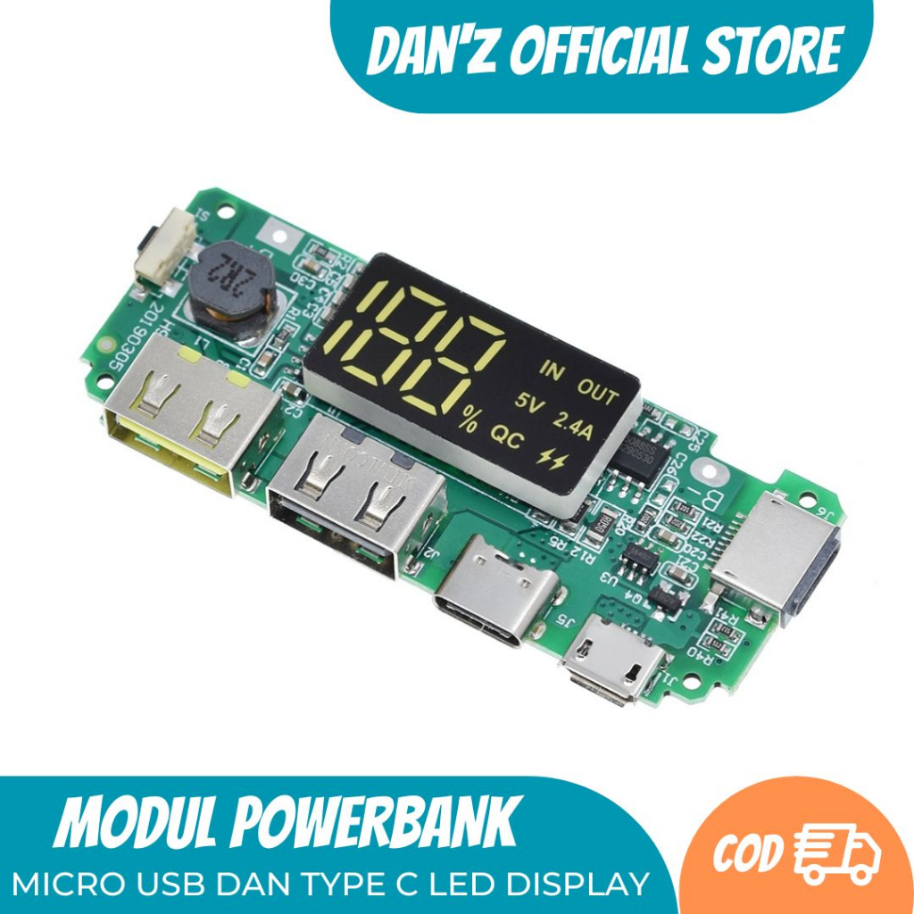 Jual MODUL POWERBANK CHARGER BATERAI 18650 MICRO USB DAN TYPE C DUAL ...