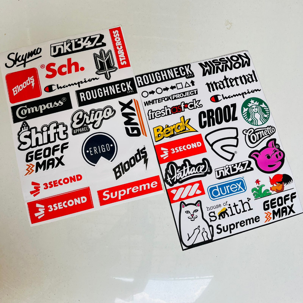 Jual STICKER PACK BRAND LOKAL LAMINASI GLOSY , ANTI AIR , PRINT CUT ...