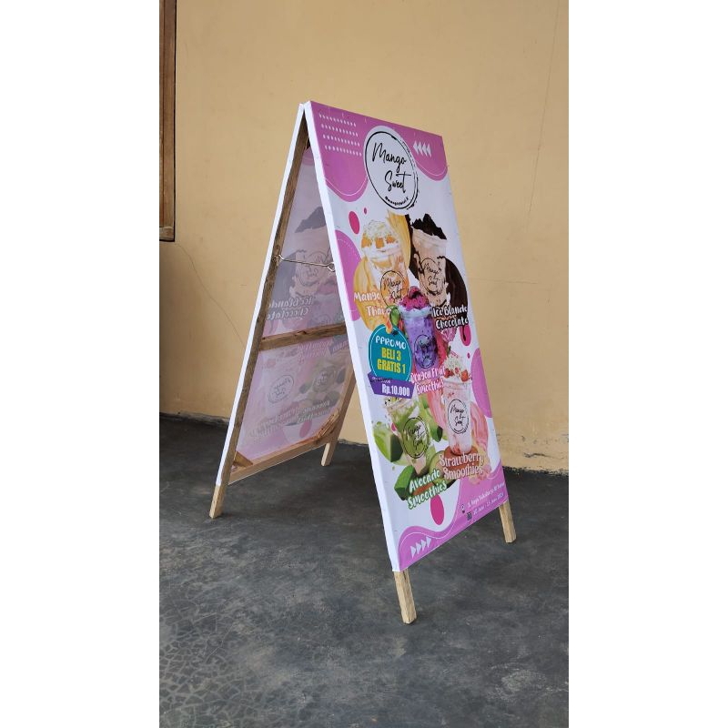 Jual Standing Kayu Dua Sisi |Ukuran100cm x 50cm|-Standing Banner ...