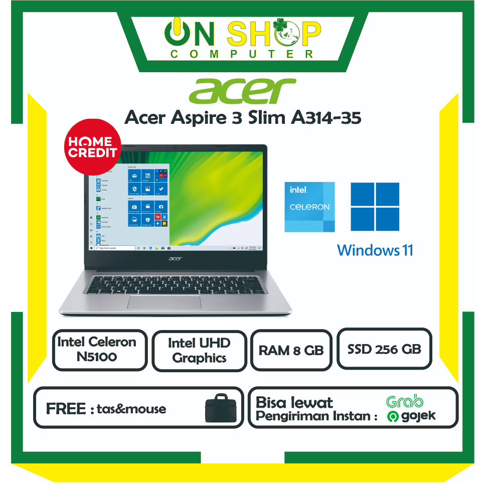 Jual Laptop ACER Aspire 3 Slim A314 Celeron N5100 8GB 256GB SSD W11 ...