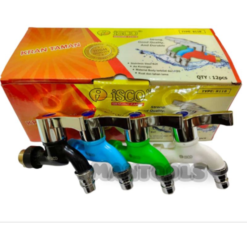Jual Kran Taman Stainless Drat Kuningan / Kran Air Engkol Warna Isco ½ ...