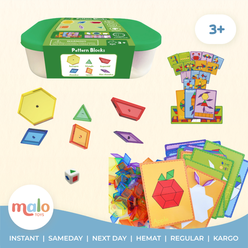 Jual MALOTOYS - Shape Pattern Blocks Plaking Geometry Pattern 6 Colors ...