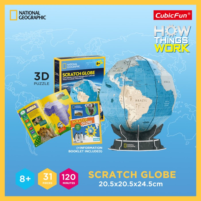 Jual CUBICFUN National Geographic Scratch Globe - 3D Puzzle Mainan STEM ...