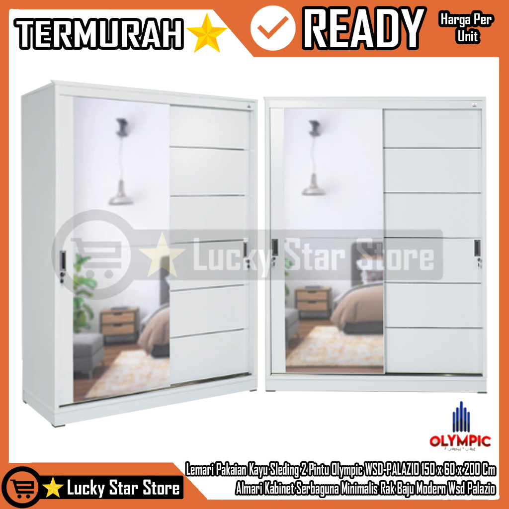 Jual [Instan] Lemari Pakaian Kayu 2 Pintu Sliding Olympic WSD PALAZIO ...