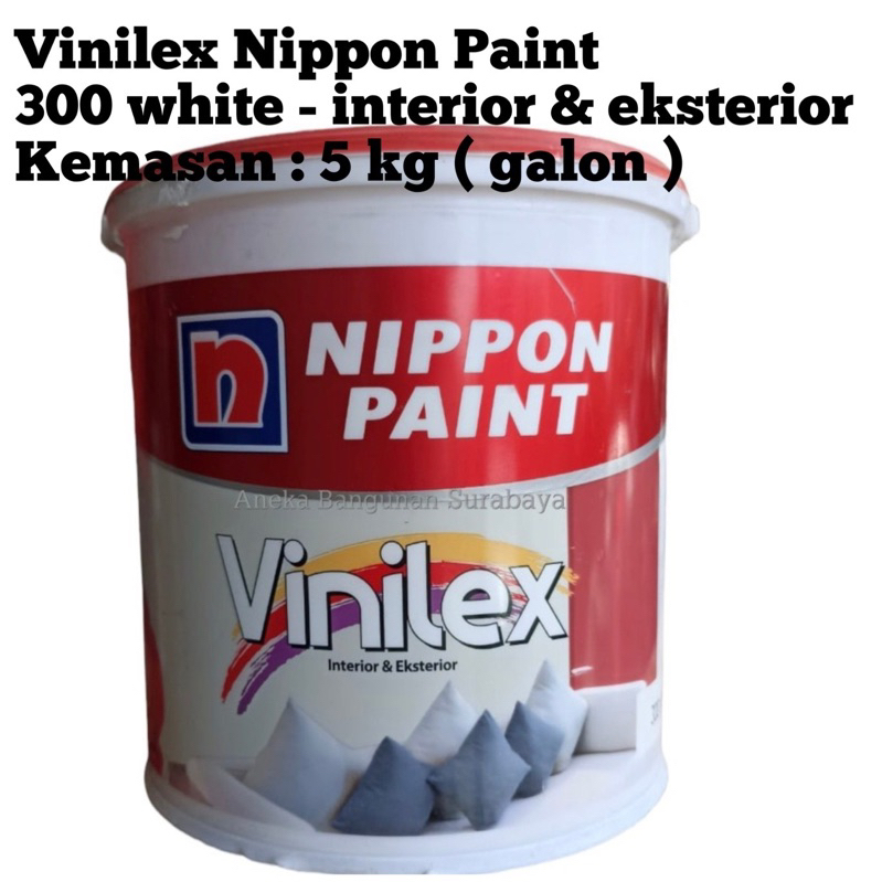 Jual Cat tembok Vinilex Nippon Paint 5kg galon warna : white 300 | Shopee Indonesia