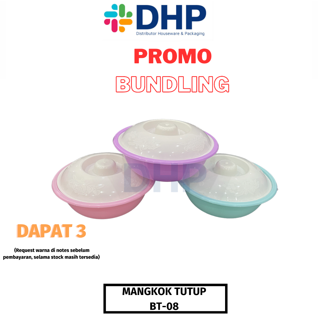 Jual PROMO BUNDLING Mangkok Tutup BT-08 BULAT (ISI 3 pcs) Wadah Saji Basi Tutup Tempat Sayur ...