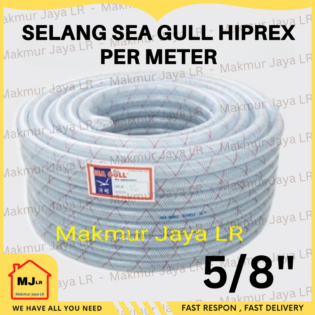 Jual ( meteran ) Selang Air 5/8" 5/8 inch SEA GULL HIPREX Bening Serat ...