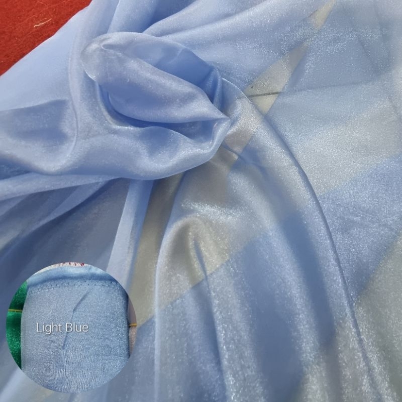 Jual kain organza pasir/crinkle metalik/sparle gliter/organza crystal ...
