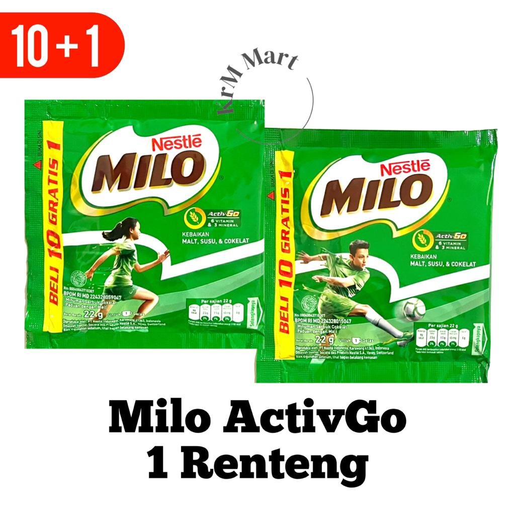 Jual Milo 1 renteng 10 sachet @ 22 gr ActivGo susu coklat nestle renceng | Shopee Indonesia