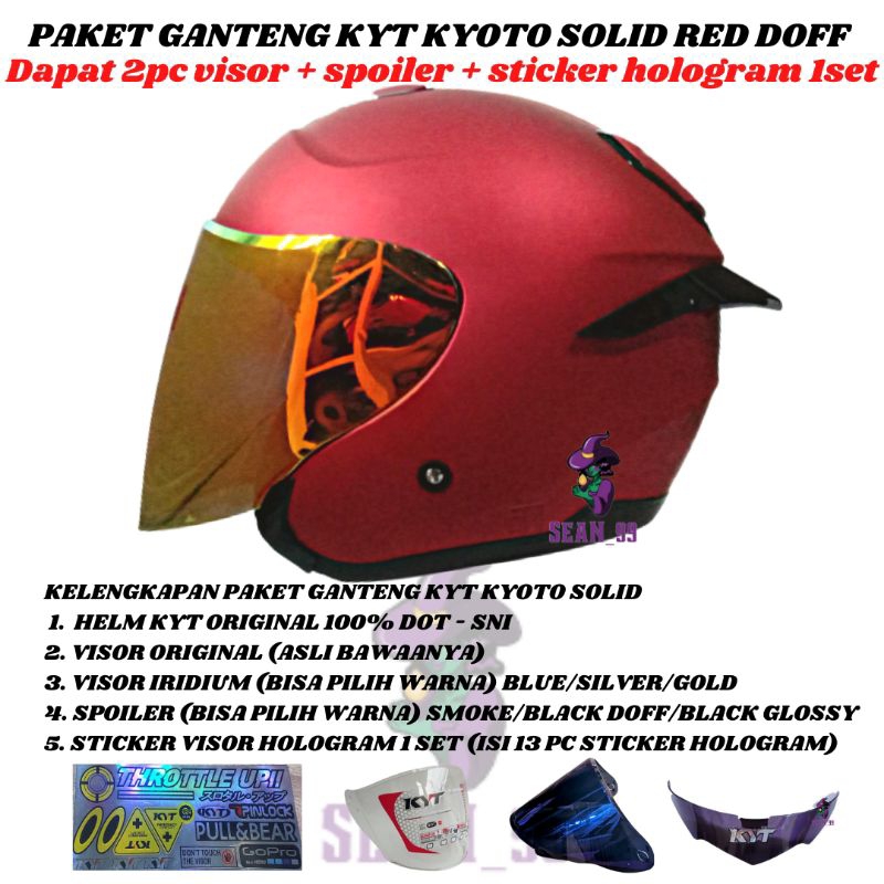 Jual HELM KYT KYOTO SOLID RED DOFF HALF FACE ORIGINAL SNI DOT ( PAKET ...