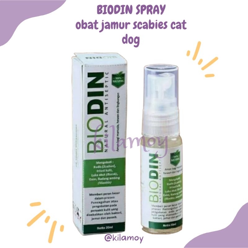 Jual BIODIN SPRAY 20ML - OBAT JAMUR SCABIES KUCING ANJING DEMODEX CAT ...