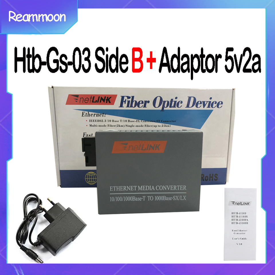 Jual Htb-Gs-03 B Gigabit Media Converter 1000Mbps NETLINK Fiber Optical Single Mode 25KM Adaptor ...