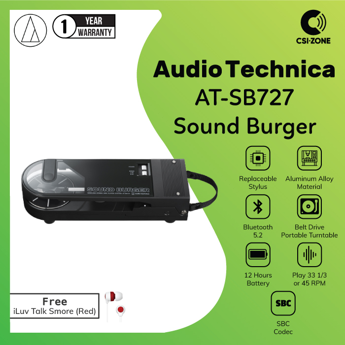 Jual Audio Technica AT-SB727 Sound Burger Portable Bluetooth Turntable | Shopee Indonesia