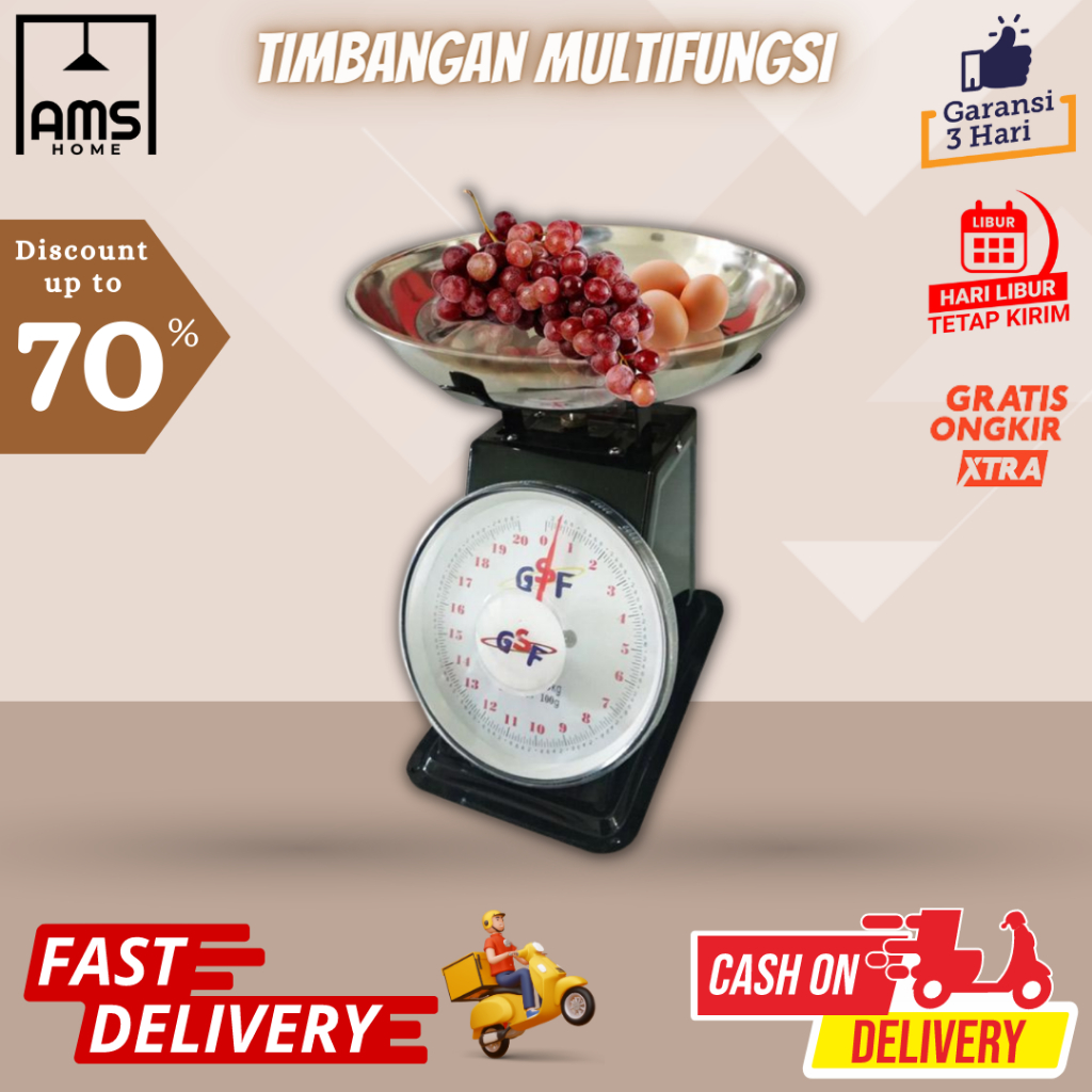 Jual Timbangan GSF 20kg Besi Stainless Jarum Analog Manual Duduk Sembako Telor Kue Tepung Buah ...