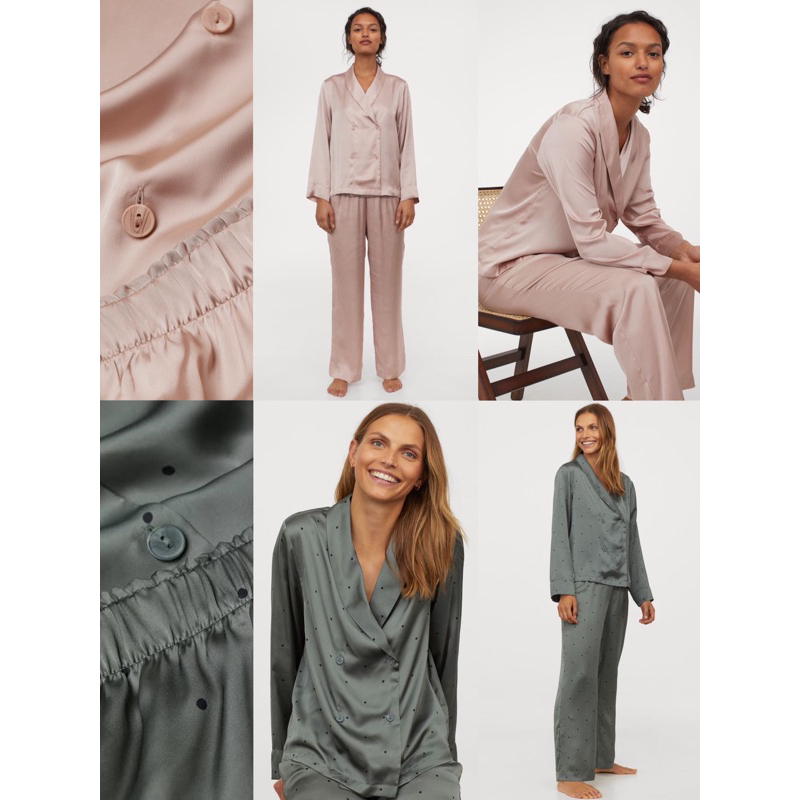 Jual HM-LS03 HM Satin Pajamas Set | Shopee Indonesia