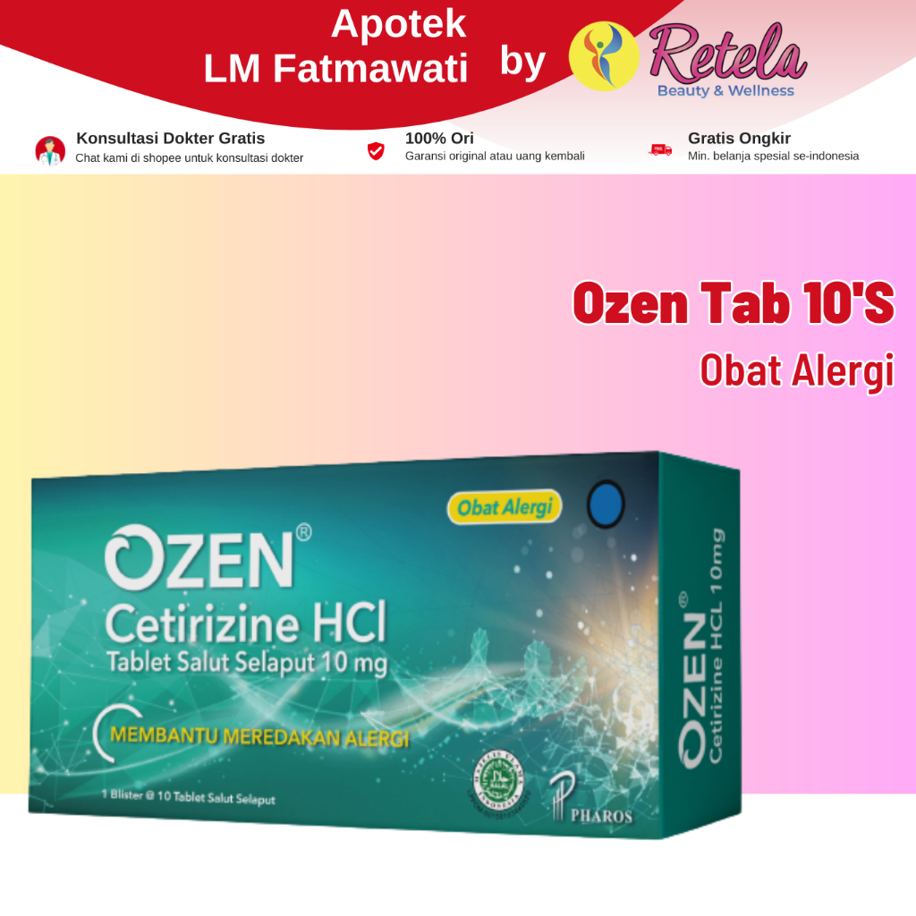 Jual OZEN 10 MG BLISTER 10 TABLET/CETIRIZINE/ANTI HISTAMINE/ANTI ALERGI ...