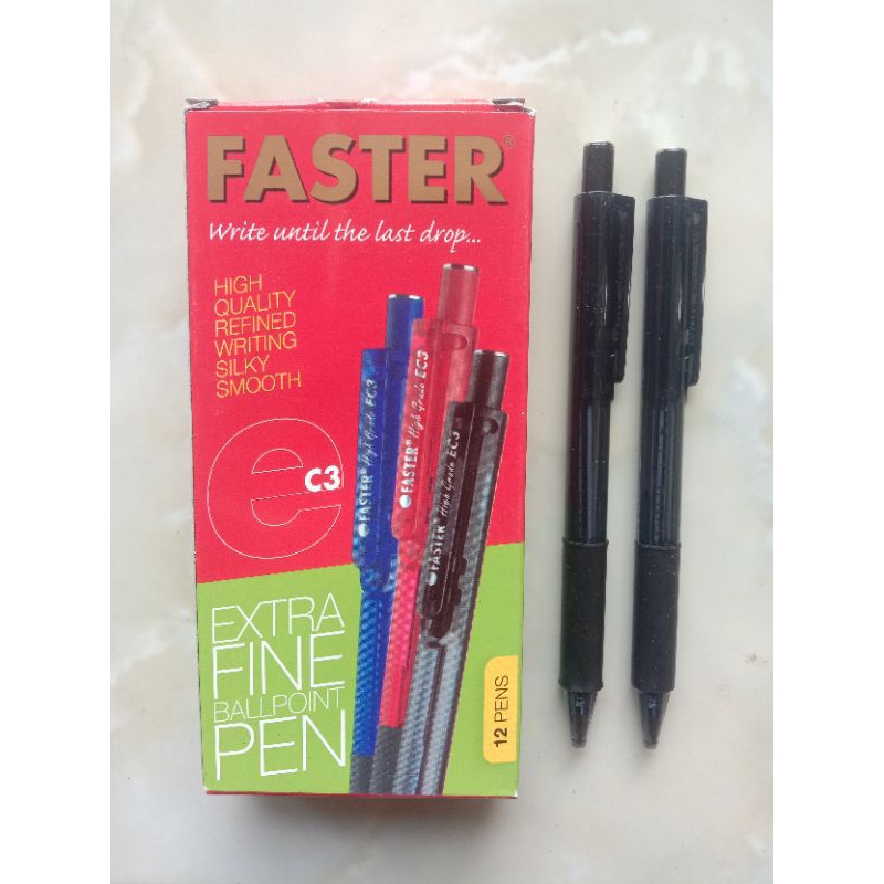 Jual Ballpoint / Bolpoin Faster EC3 0,7mm Warna Hitam (3 Pcs) Murah ...